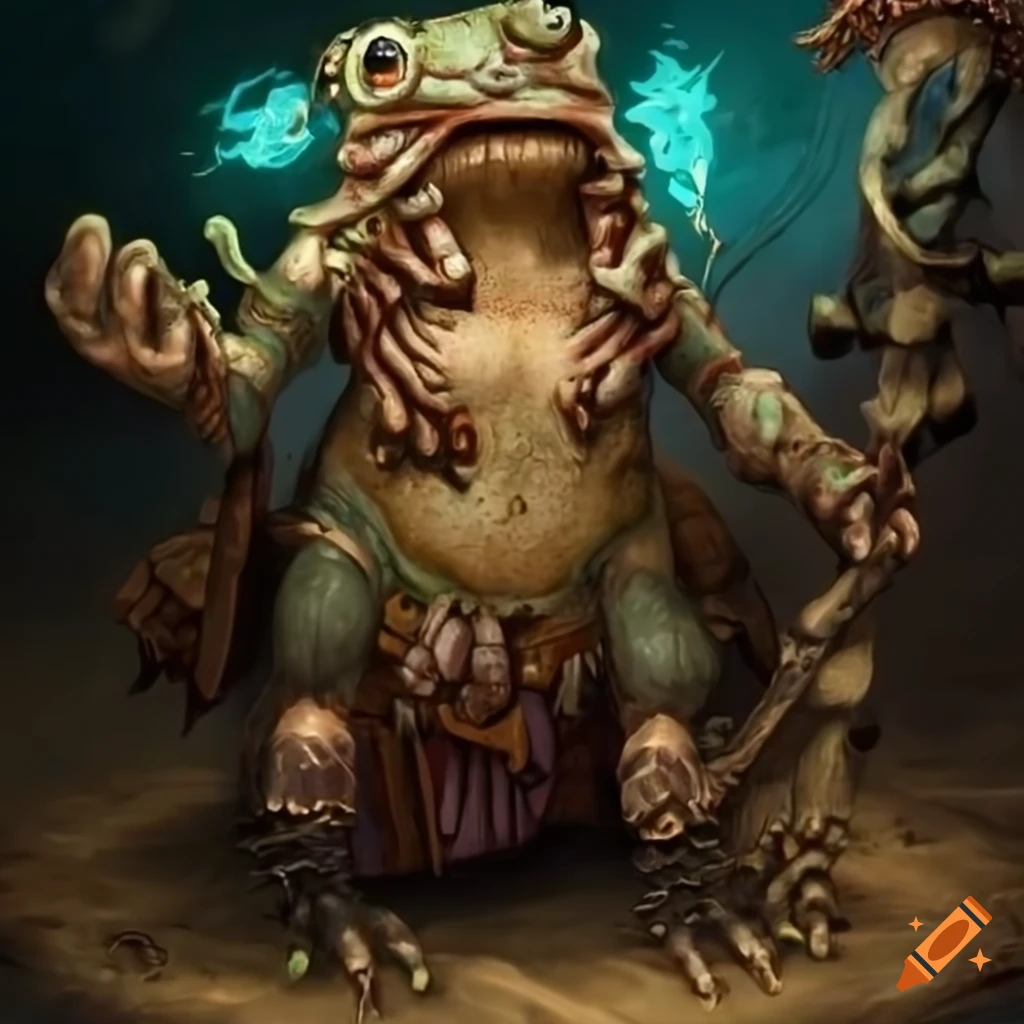 Old wise shaman toad humanoid on Craiyon