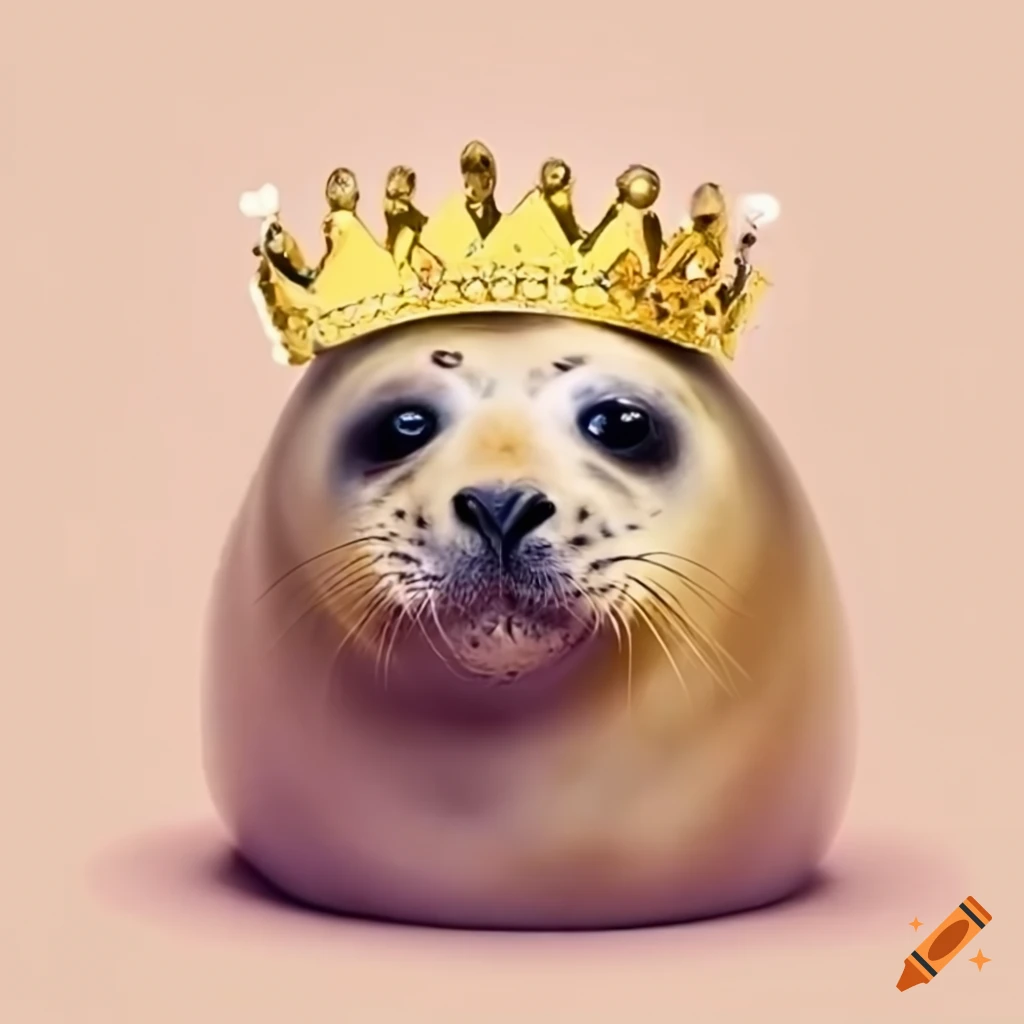 Cute small seal wearing a beautiful crown on Craiyon
