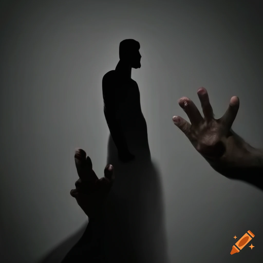 Figure blocking a punch in a dramatic pose on Craiyon