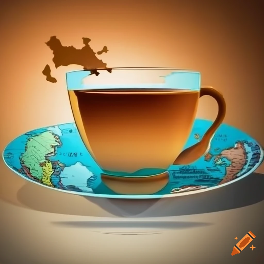 World map and tea cup on Craiyon