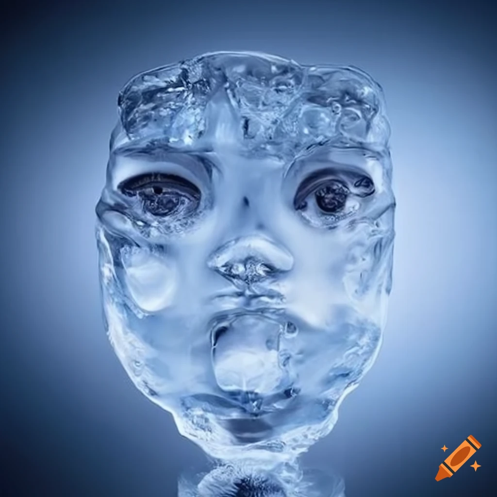 Dreamy face made of ice on Craiyon
