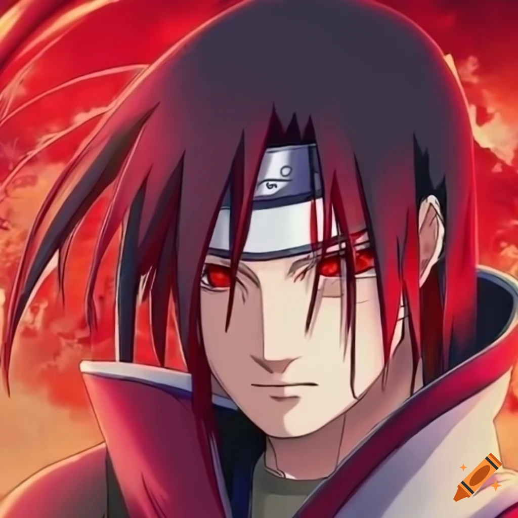 Itachi with red hair on Craiyon