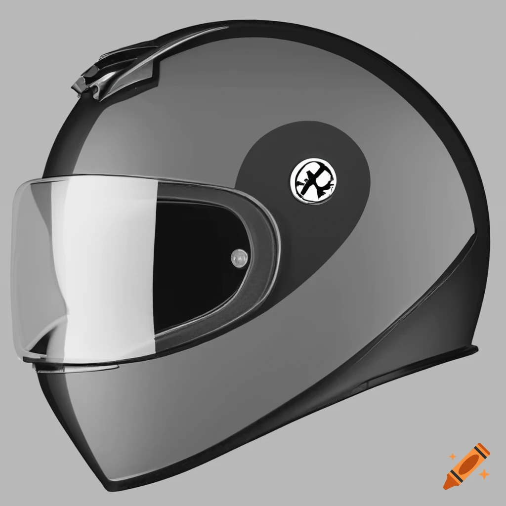 Side view of a motorbike helmet with a 2d logo in a geometrical shape ...