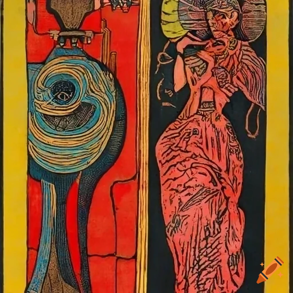 Woodcut of the "artists in the meatspace" painters and sculptors union ...