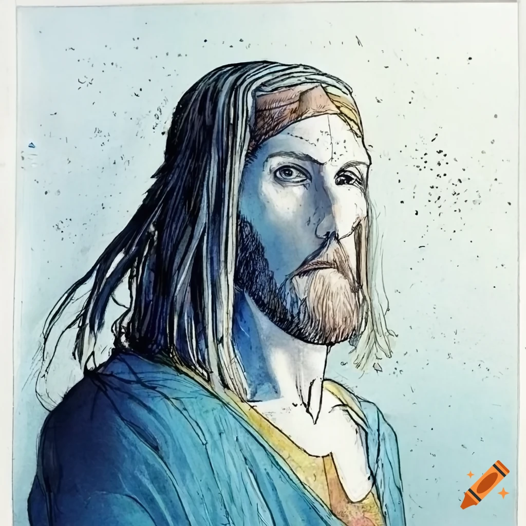 Illustration of jesus by moebius and enki bilal in high quality comic ...