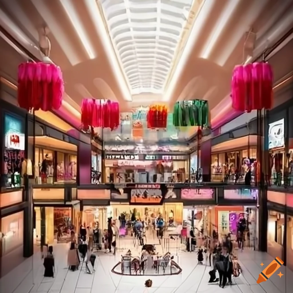Create a mall with 10 stores on Craiyon