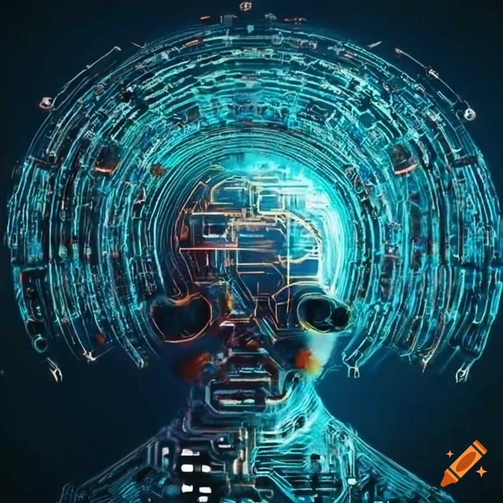 Surreal electronic circuits with a dystopian atmosphere and a keyboard ...