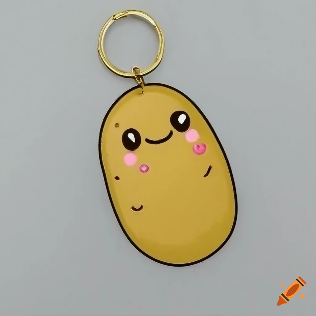 Kawaii potato keychain with golden chain on Craiyon