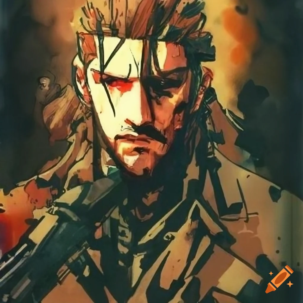 Concept art of metal gear solid by yoji shinkawa, in ink and watercolor ...