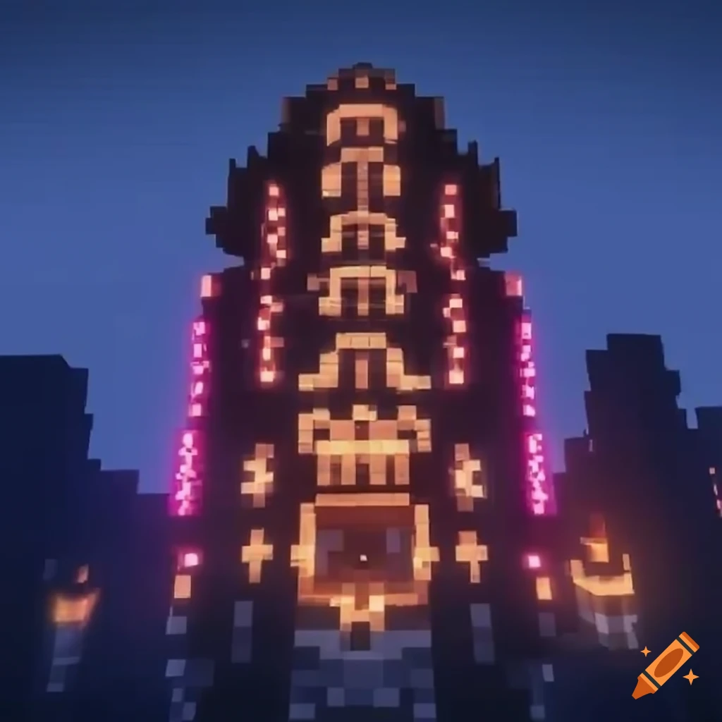 Entrance of a three-story commercial complex in the minecraft game ...