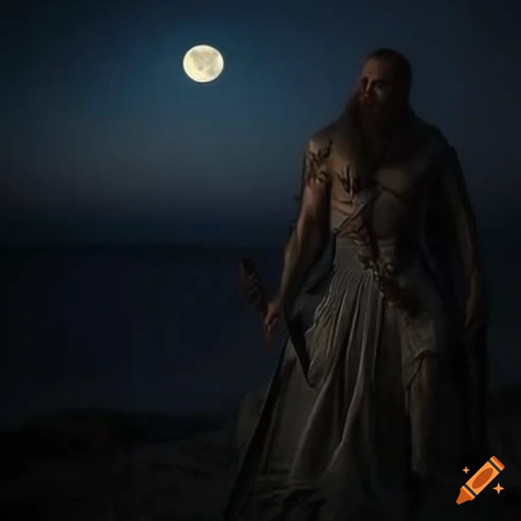 German god loki kills german god baldur on a cloud in moonlight on Craiyon