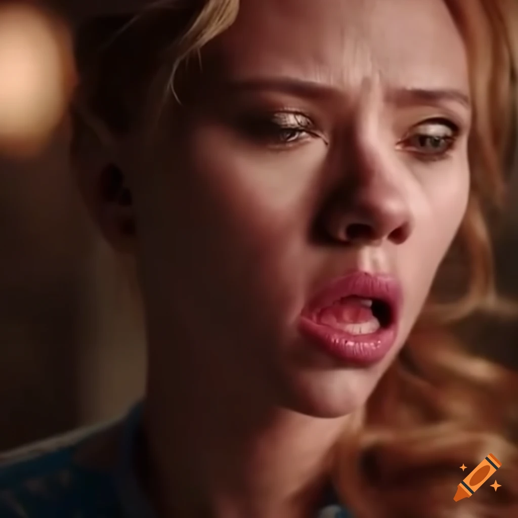 Bruised Scarlett Johansson with stunned and dizzy expressions on Craiyon