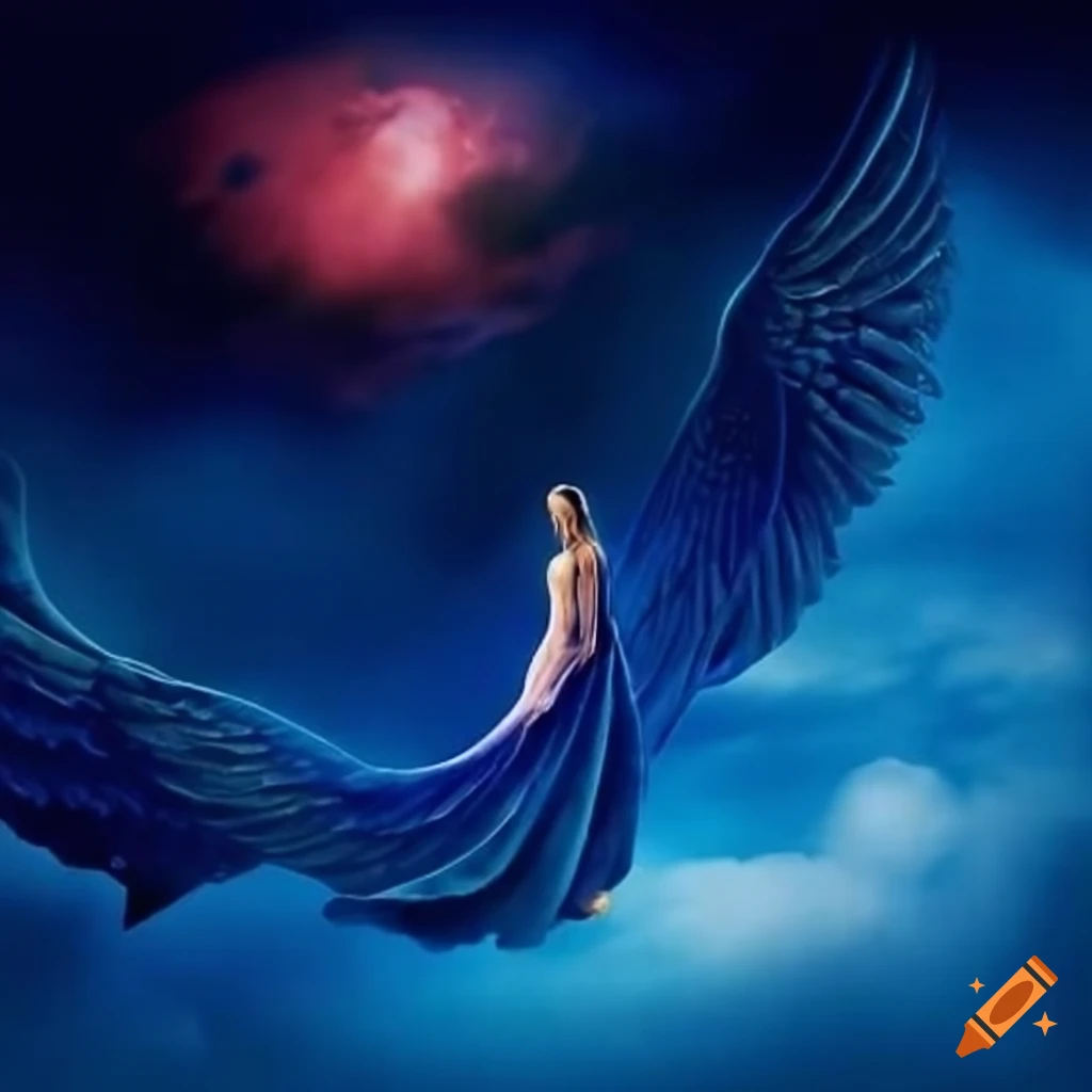 Angel descending from the sky on Craiyon