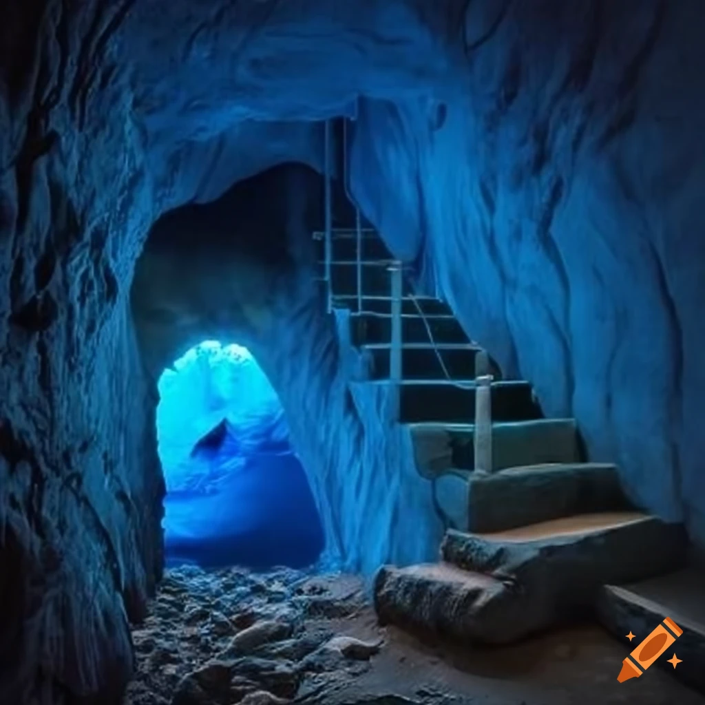 Blue water cave stairs on Craiyon Blue water cave stairs on Craiyon