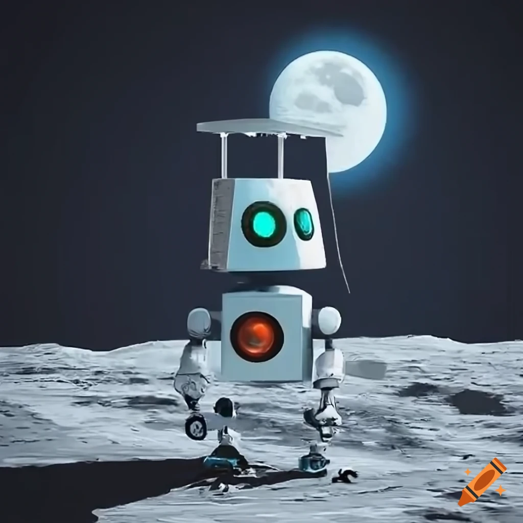 Robot walking on the moon on Craiyon
