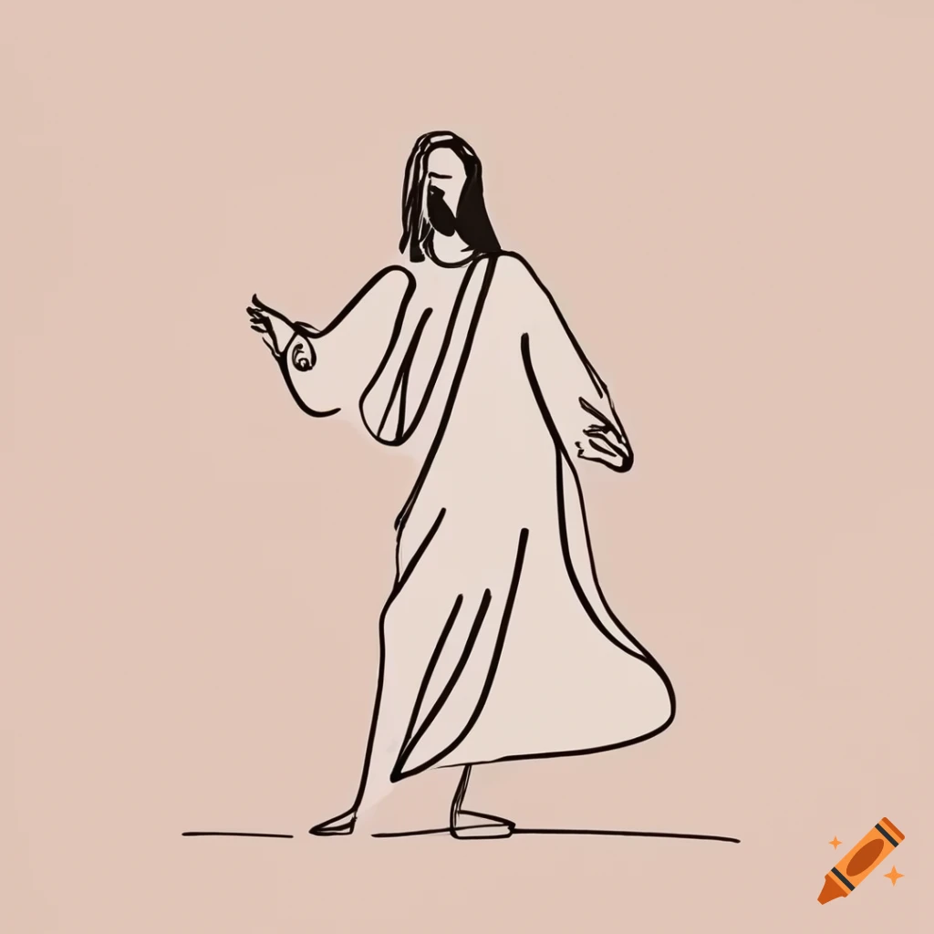 Minimalistic one-line drawing capturing the essence of jesus on Craiyon