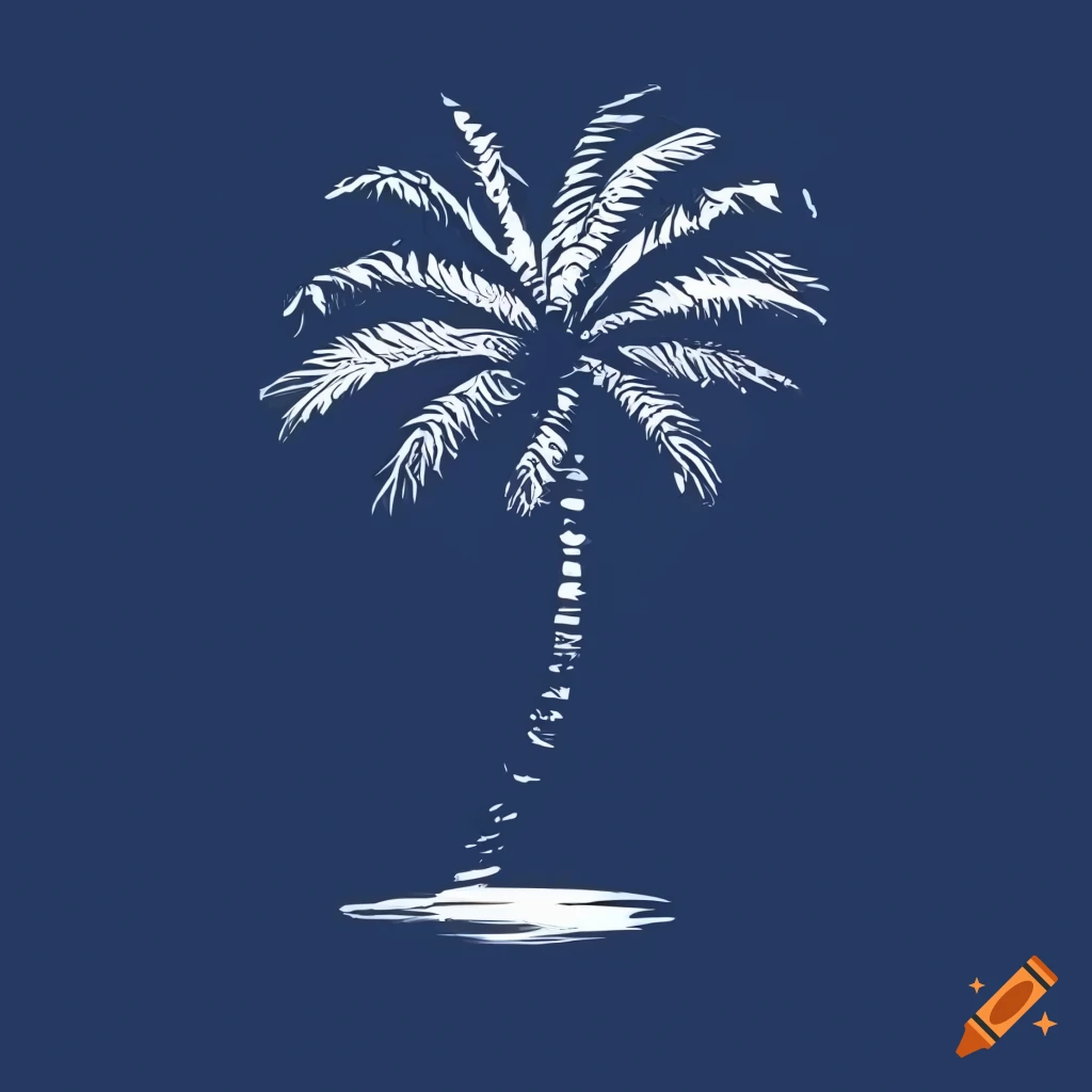 Simplistic navy blue design combining palm tree and snowflake on Craiyon