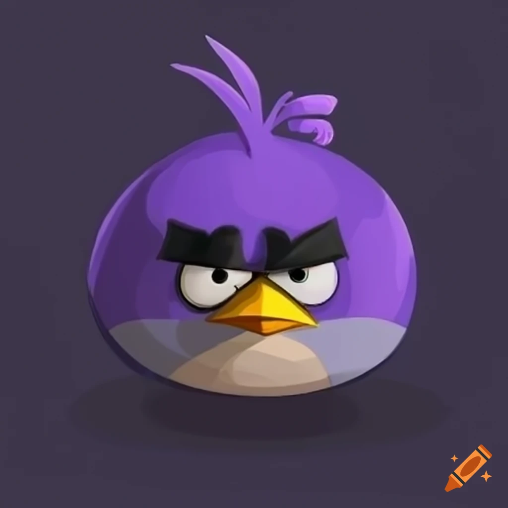 Purple bird in angry birds style seen from the front on Craiyon