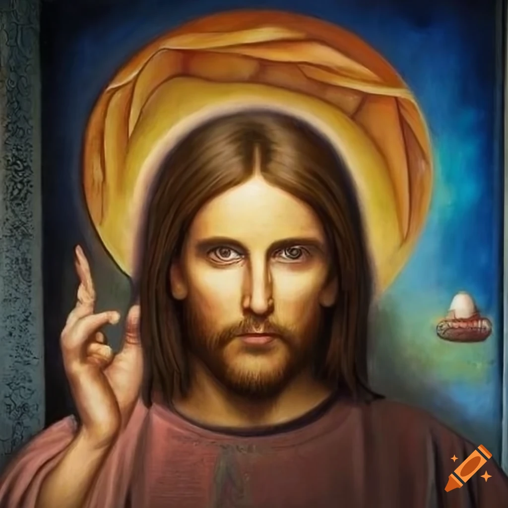 Surreal modern painting of jesus by jacek yerka on Craiyon