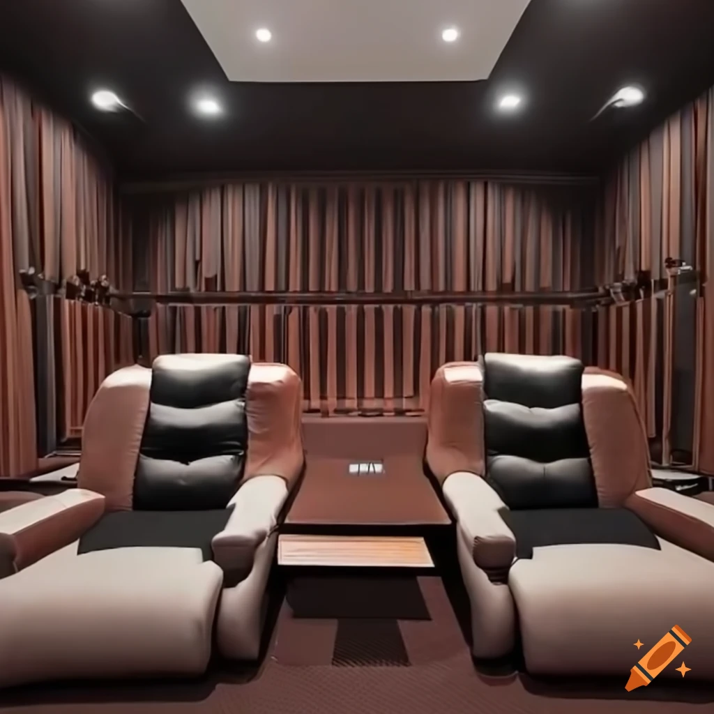 Private cinema room for two with recliner seats and projector on Craiyon