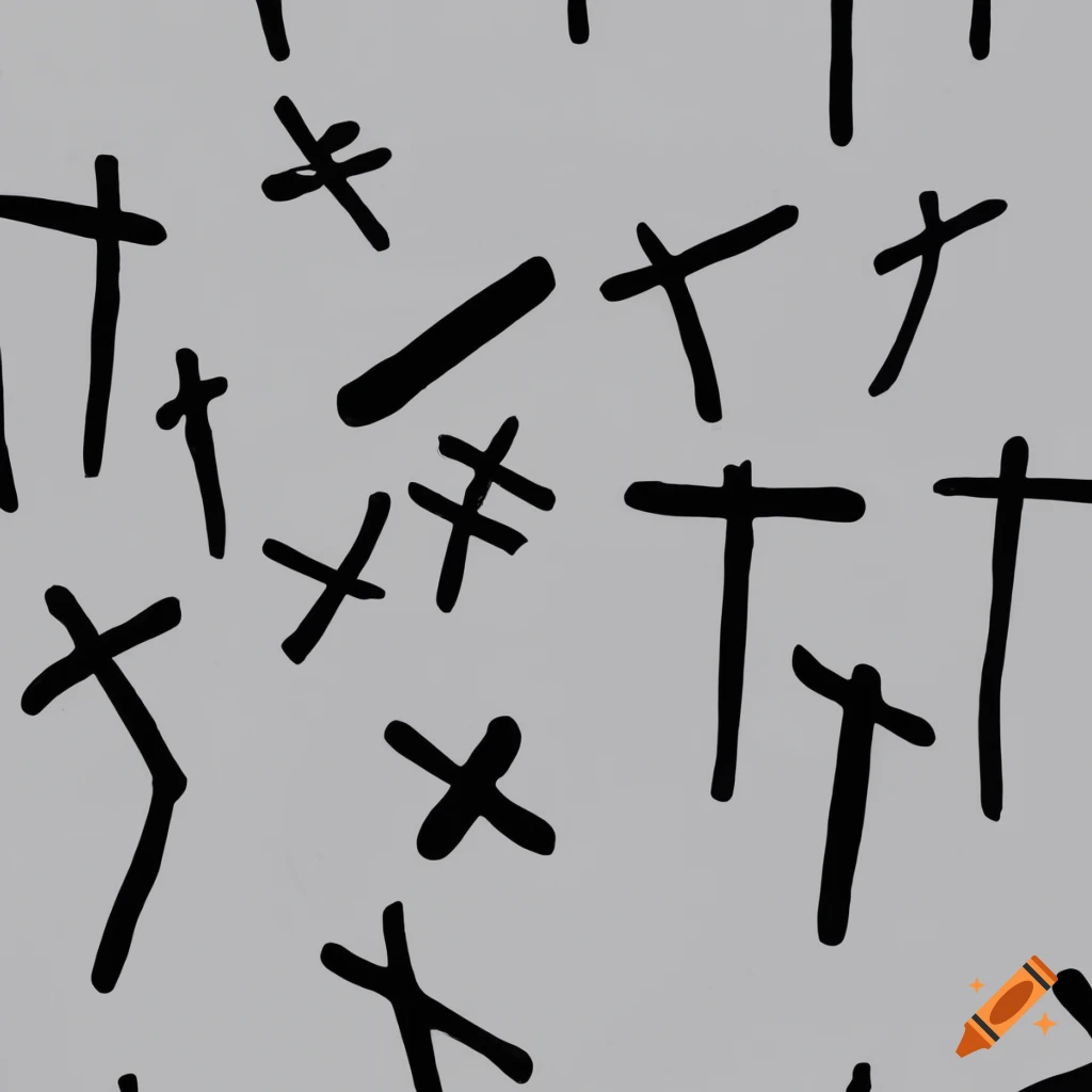 Pattern of small hand drawn black crosses on white background on Craiyon