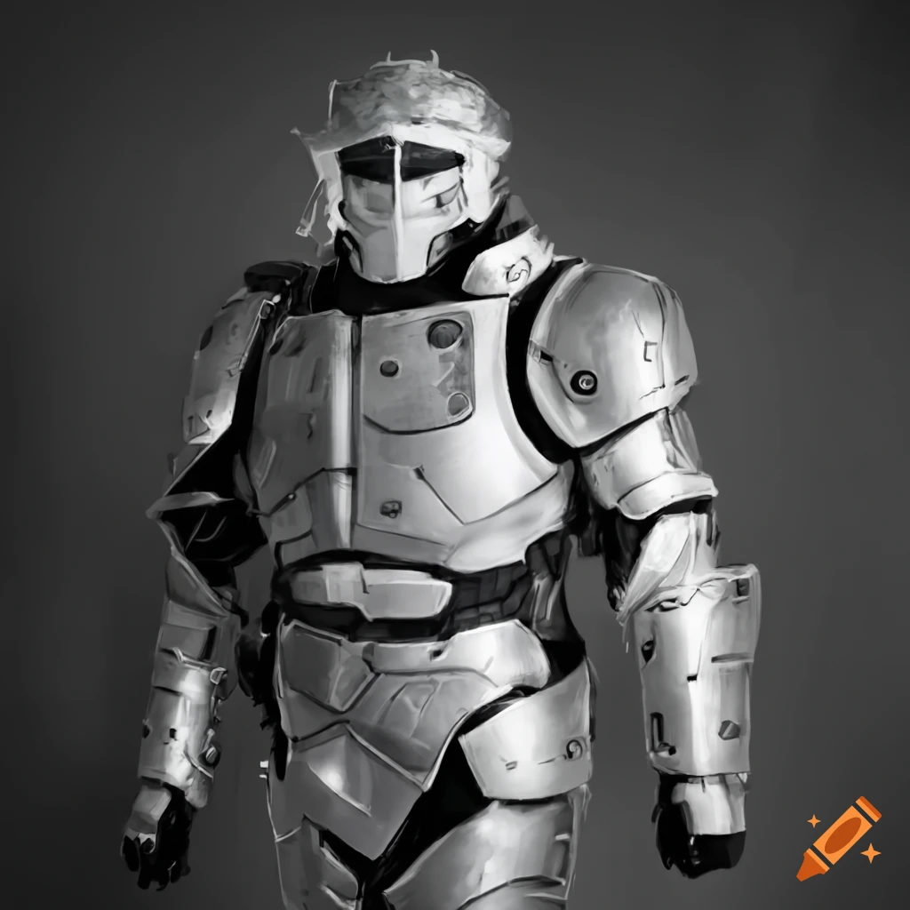 The chief: undefeated warrior in white power armor on Craiyon