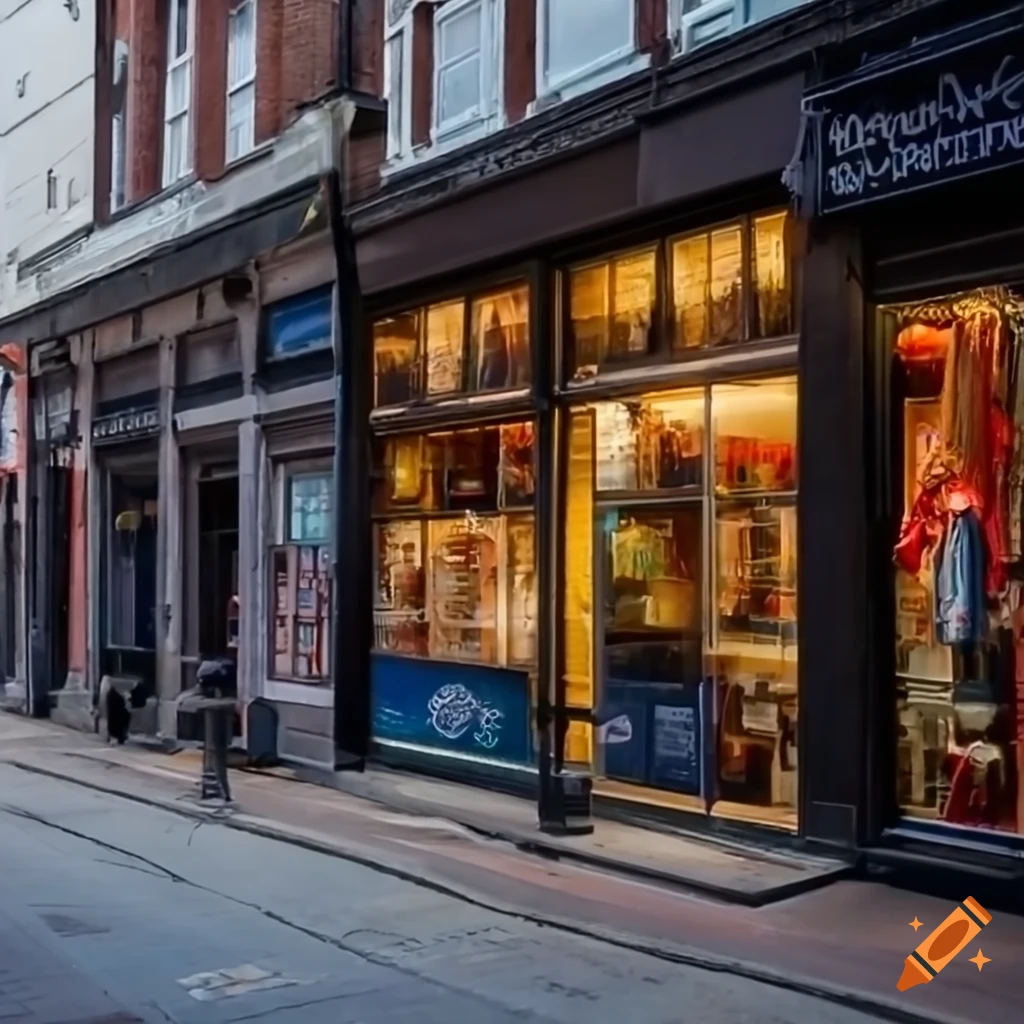 Street side view of stores on Craiyon