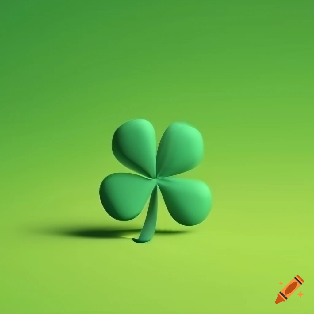 Close-up of a small clover leaf on a light background in isometric 3d on Craiyon