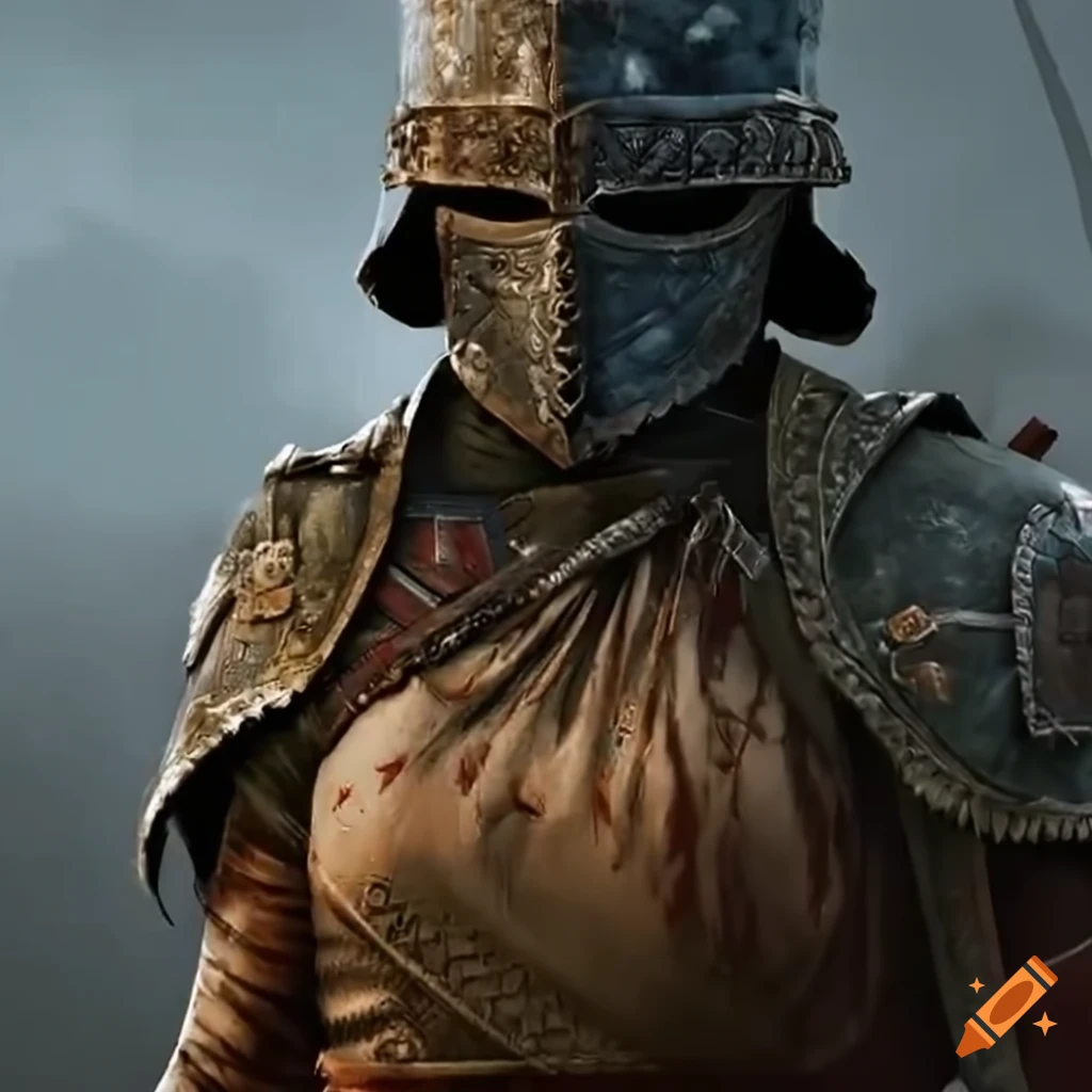 Character from for honor game wearing a mask on Craiyon
