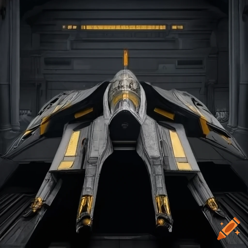 Naboo Delta 7b Jedi Interceptor in a Jedi temple hangar on Craiyon