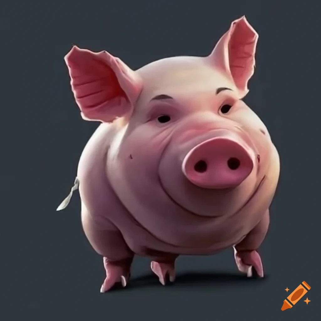 Chubby pig resting on the farm on Craiyon