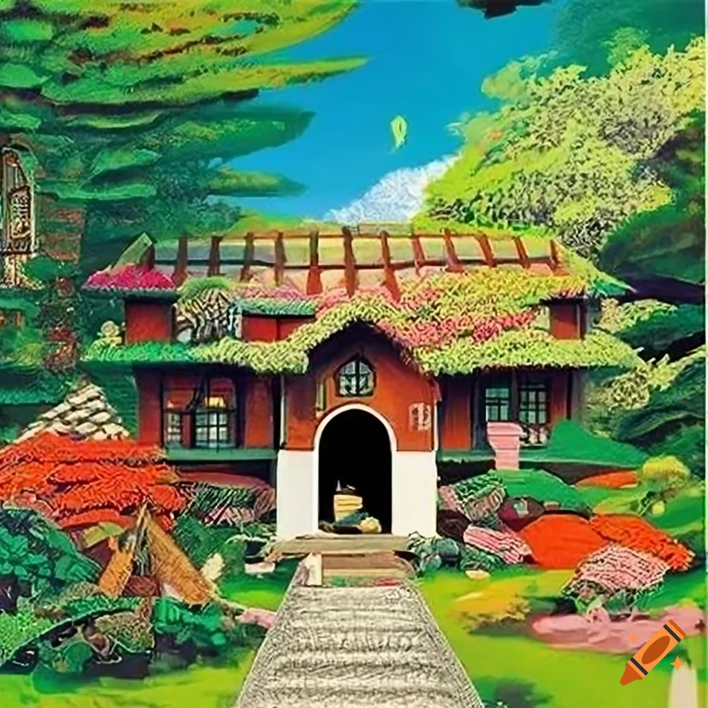 Steezy Zen garden Architecture Poster in lsd 'cuckoo clock' style by ...
