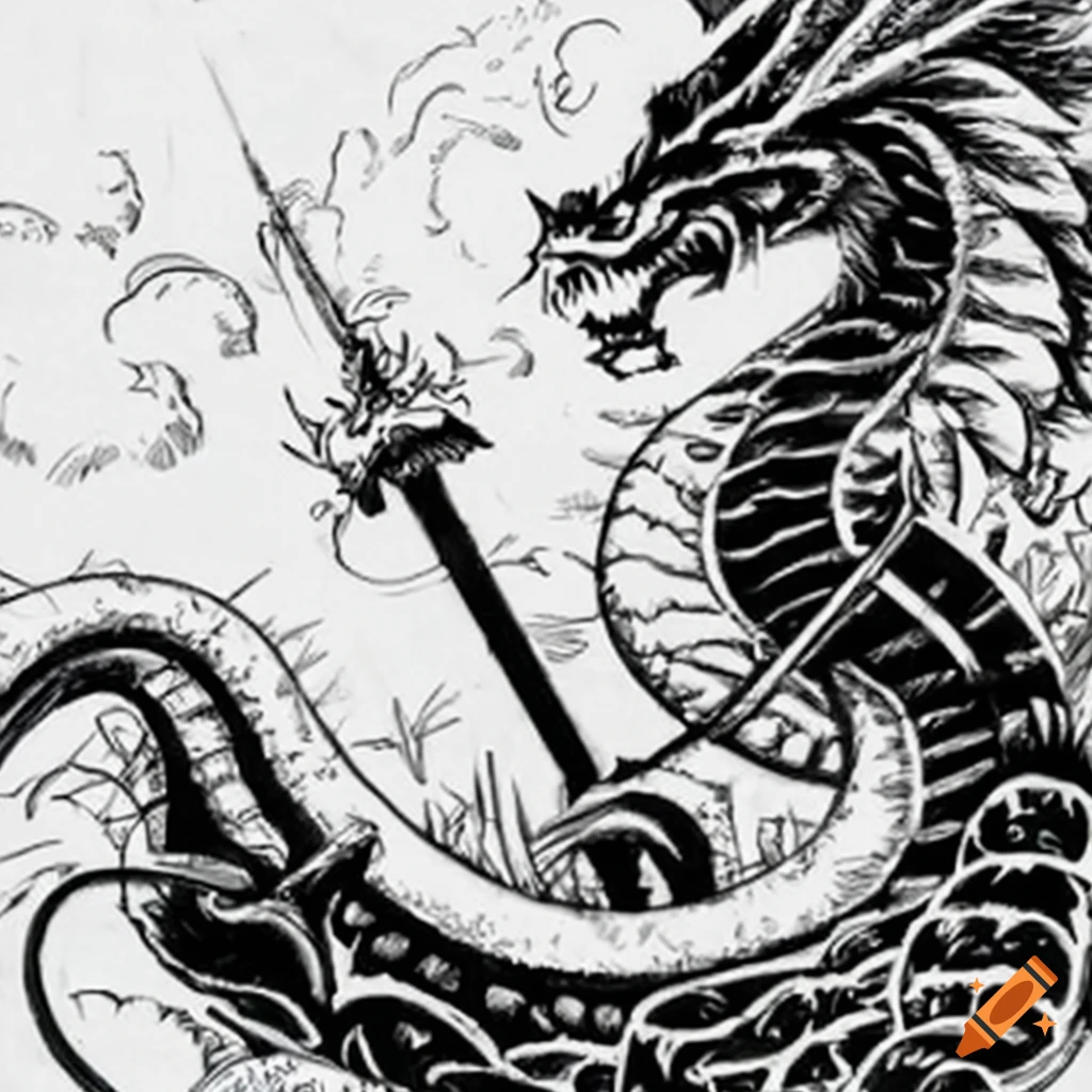 Japanese ink illustration of a dragon on Craiyon