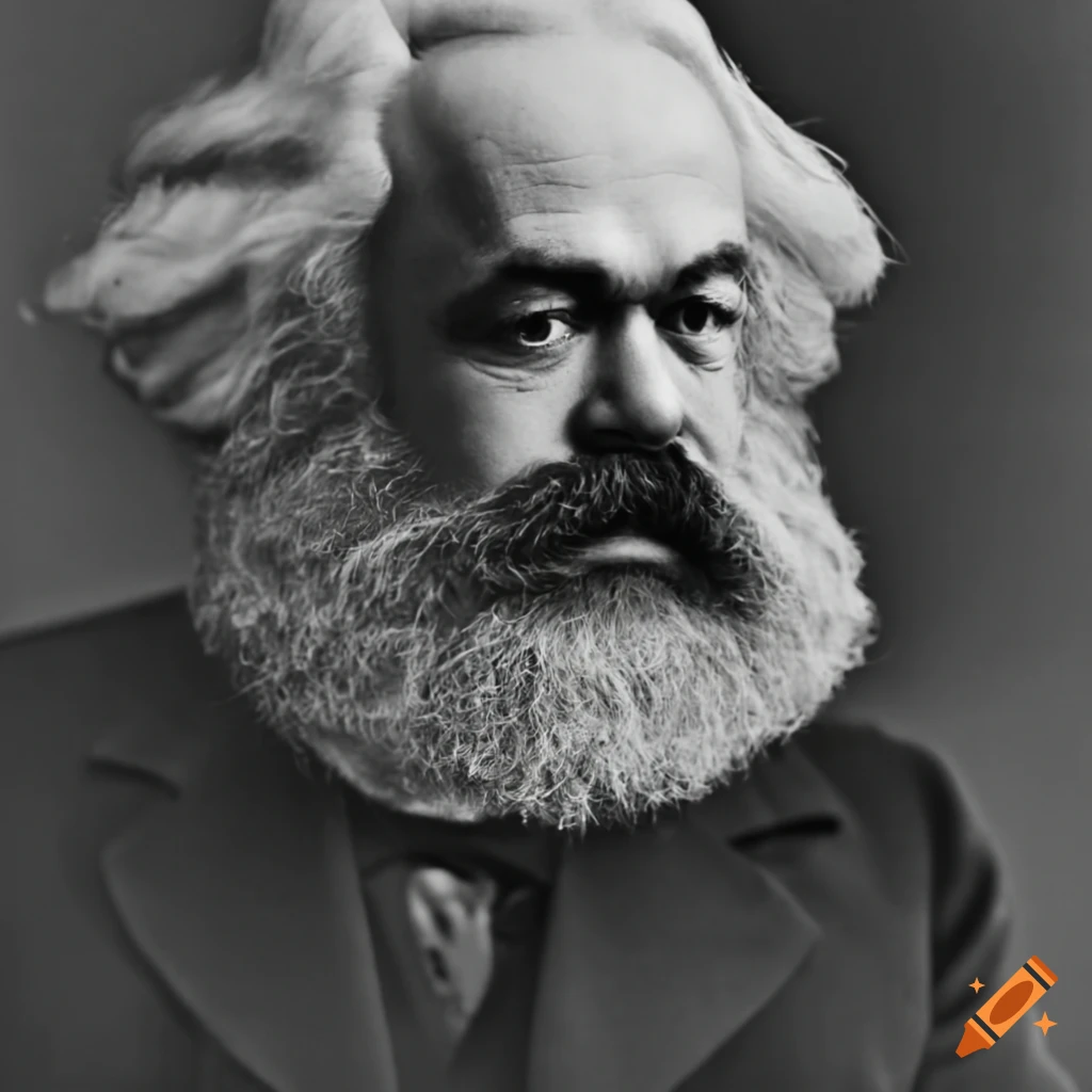 Satirical illustration of karl marx angry at jeff bezos on Craiyon