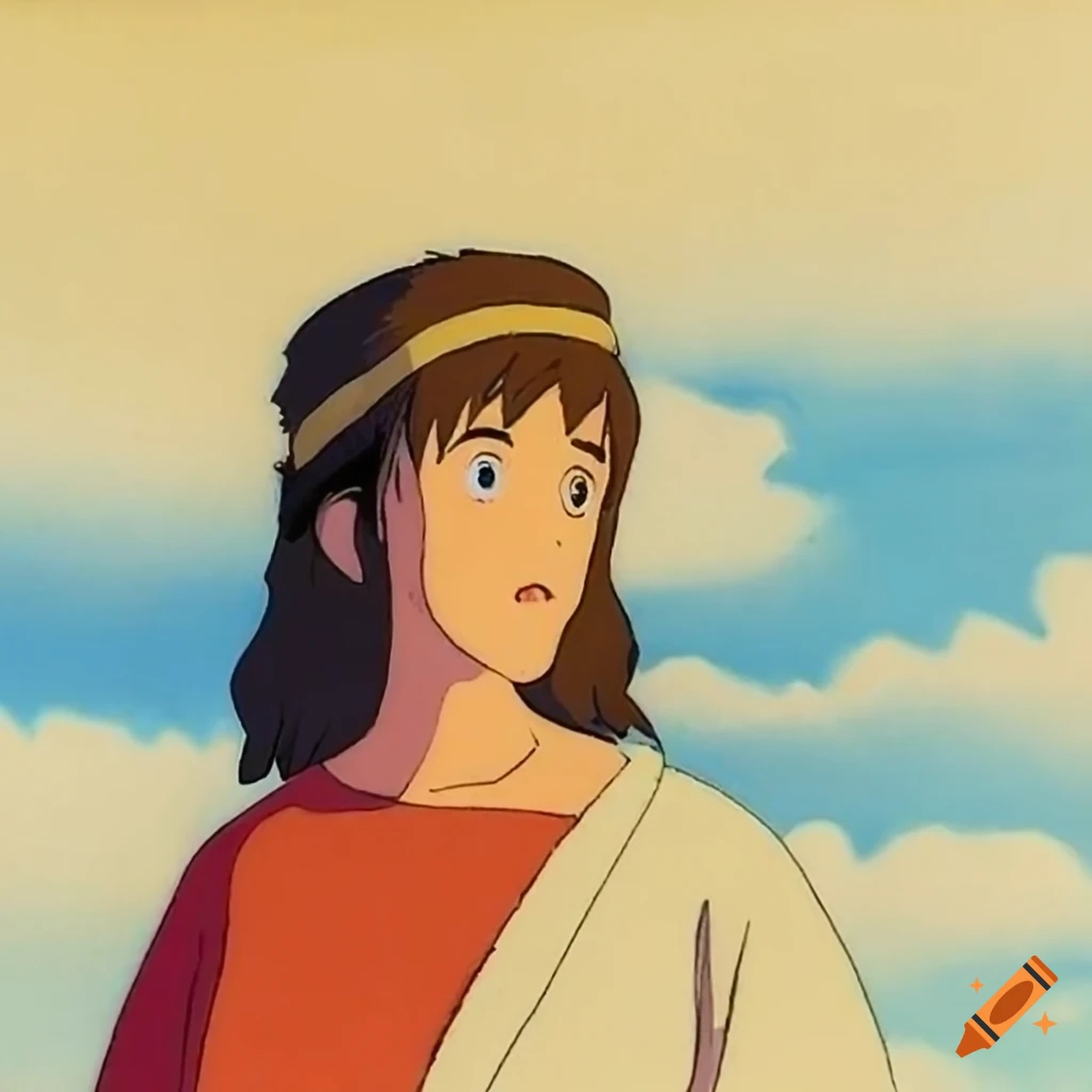 Jesus in Studio Ghibli anime style, high quality and detailed on Craiyon