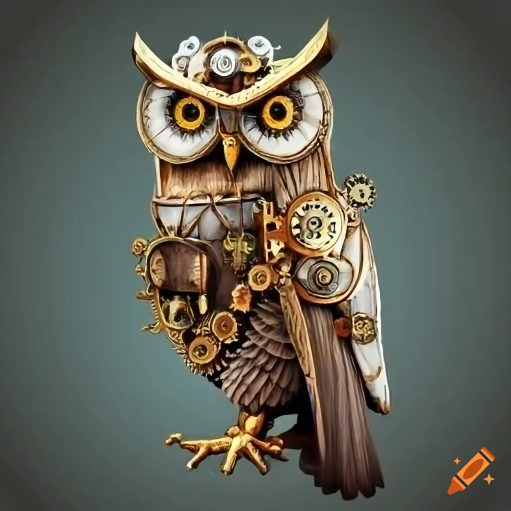 Steampunk clockwork owl on Craiyon