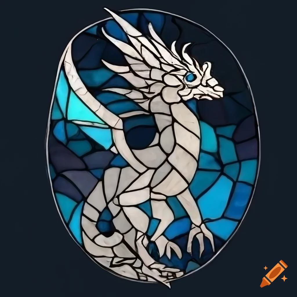Stylized simplified monochromatic dragon in stained glass on Craiyon
