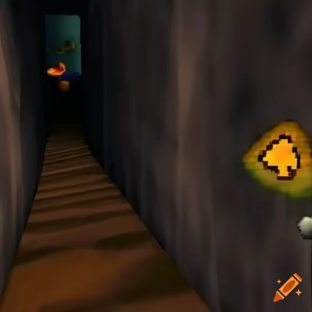 Dark alleyway in Super Mario 64, a liminal scene on Craiyon