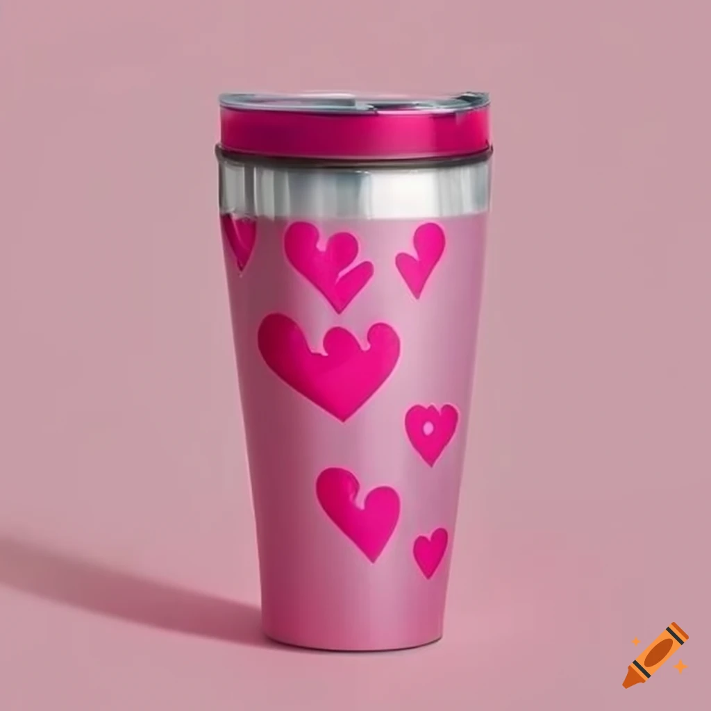 Pink stanley tumbler, valentine edition on fire on Craiyon