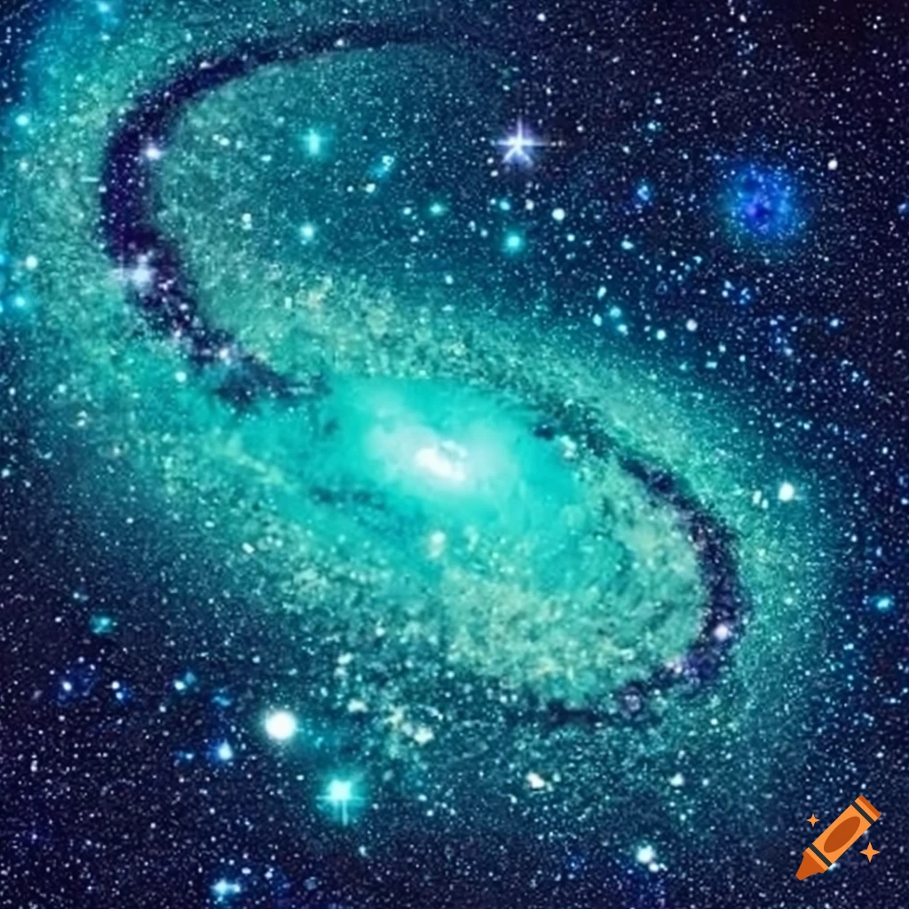 Sparkly teal and blue galaxy on Craiyon