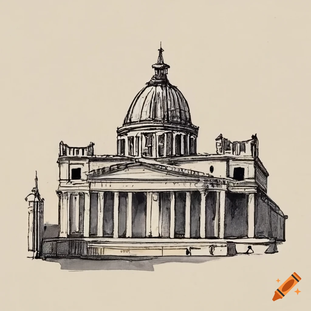 Ink drawing of an antique roman city on Craiyon