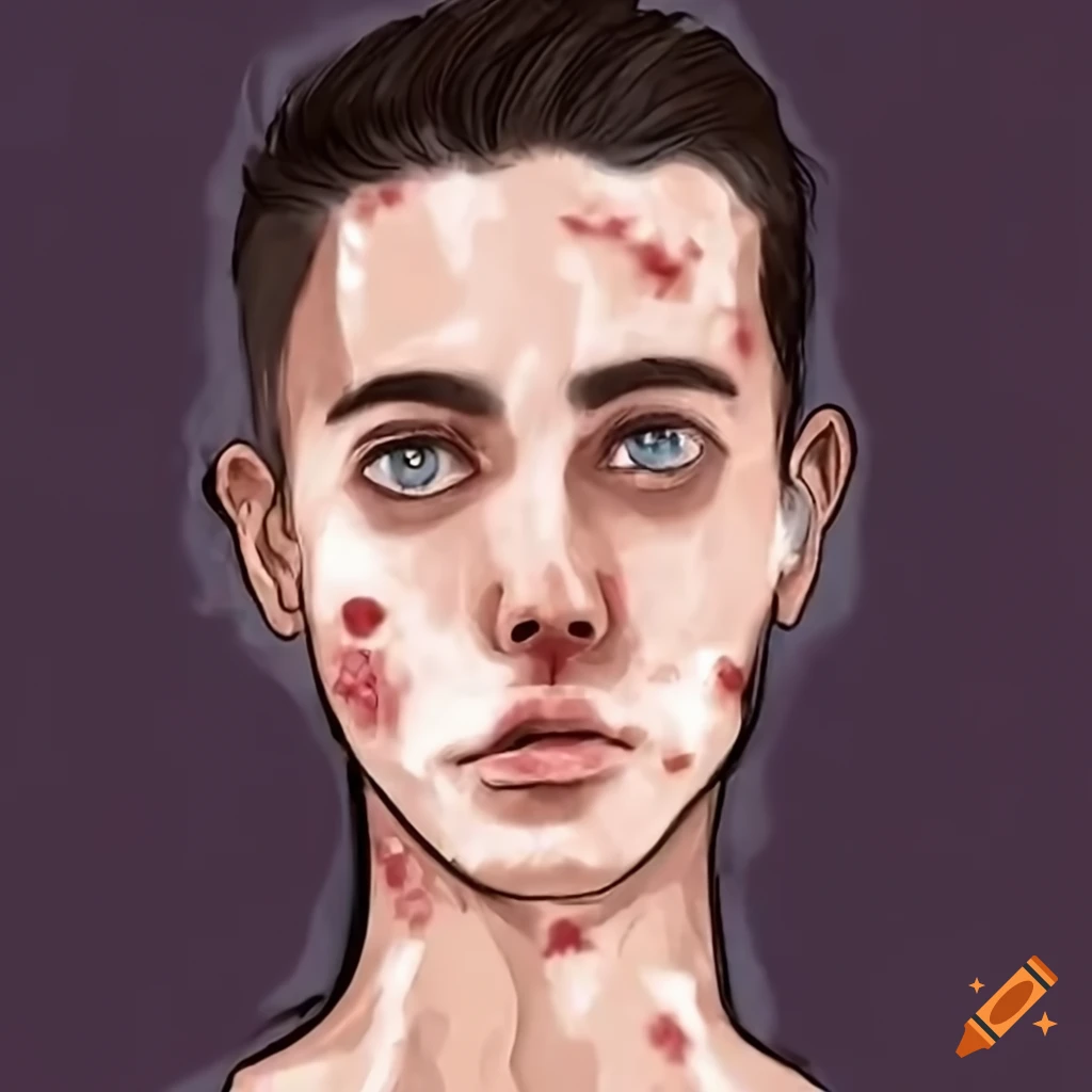 Man with acne skin on Craiyon