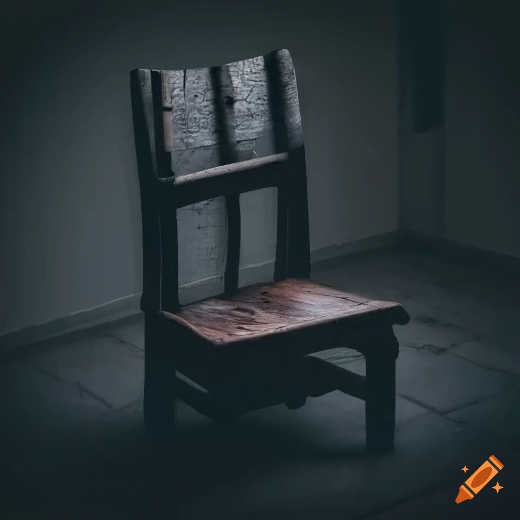 Wood chair in a dark room on Craiyon