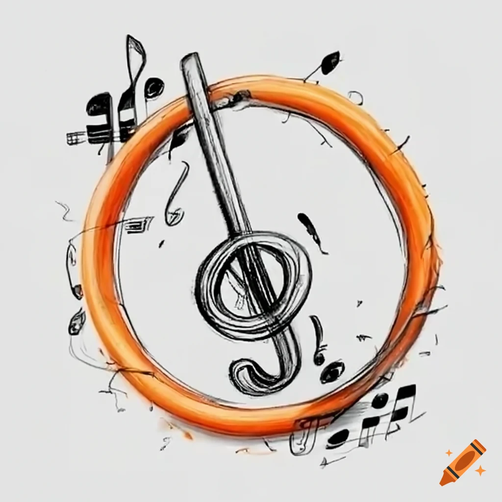 Orange hula hoops and music notes on Craiyon