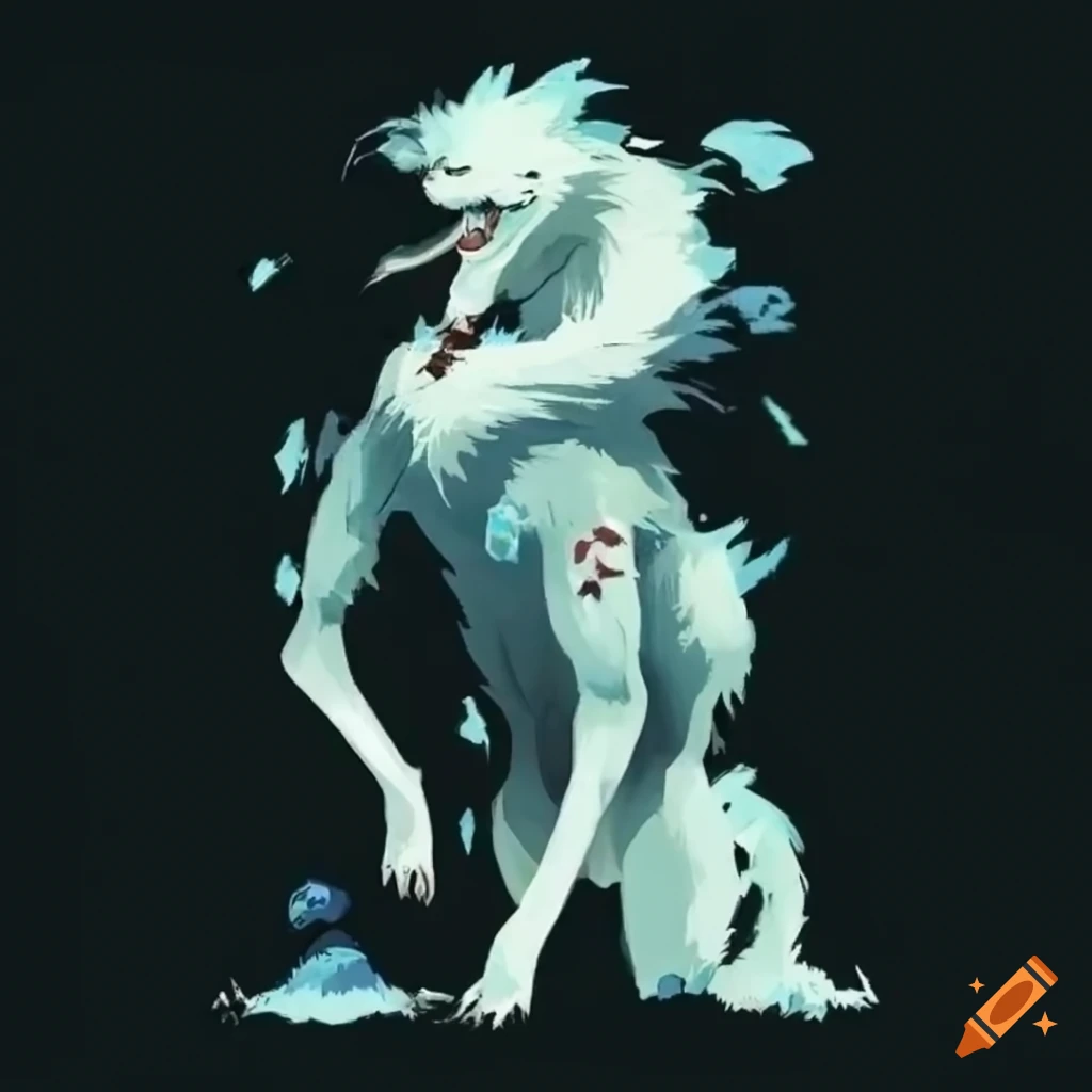 Princess mononoke inspired black abstract monster art on Craiyon