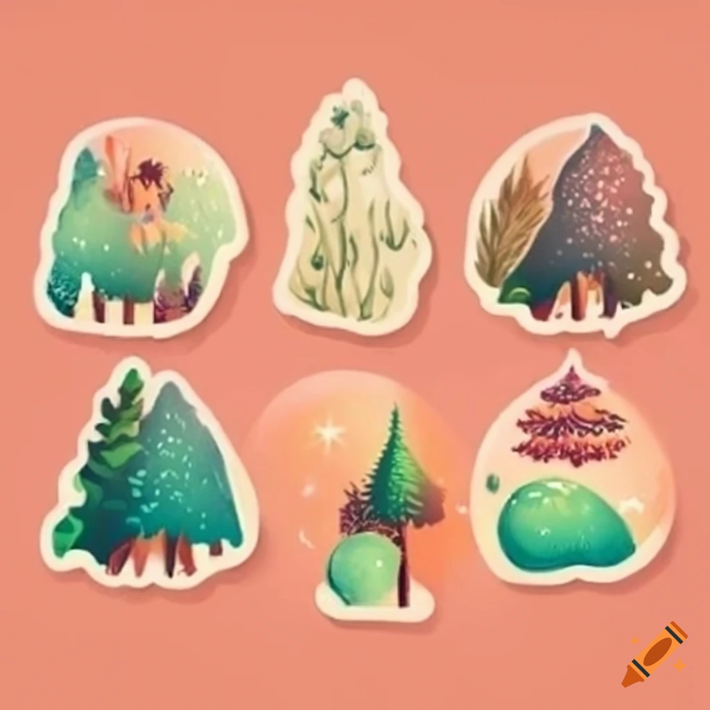 Enchanted forest stickers on Craiyon