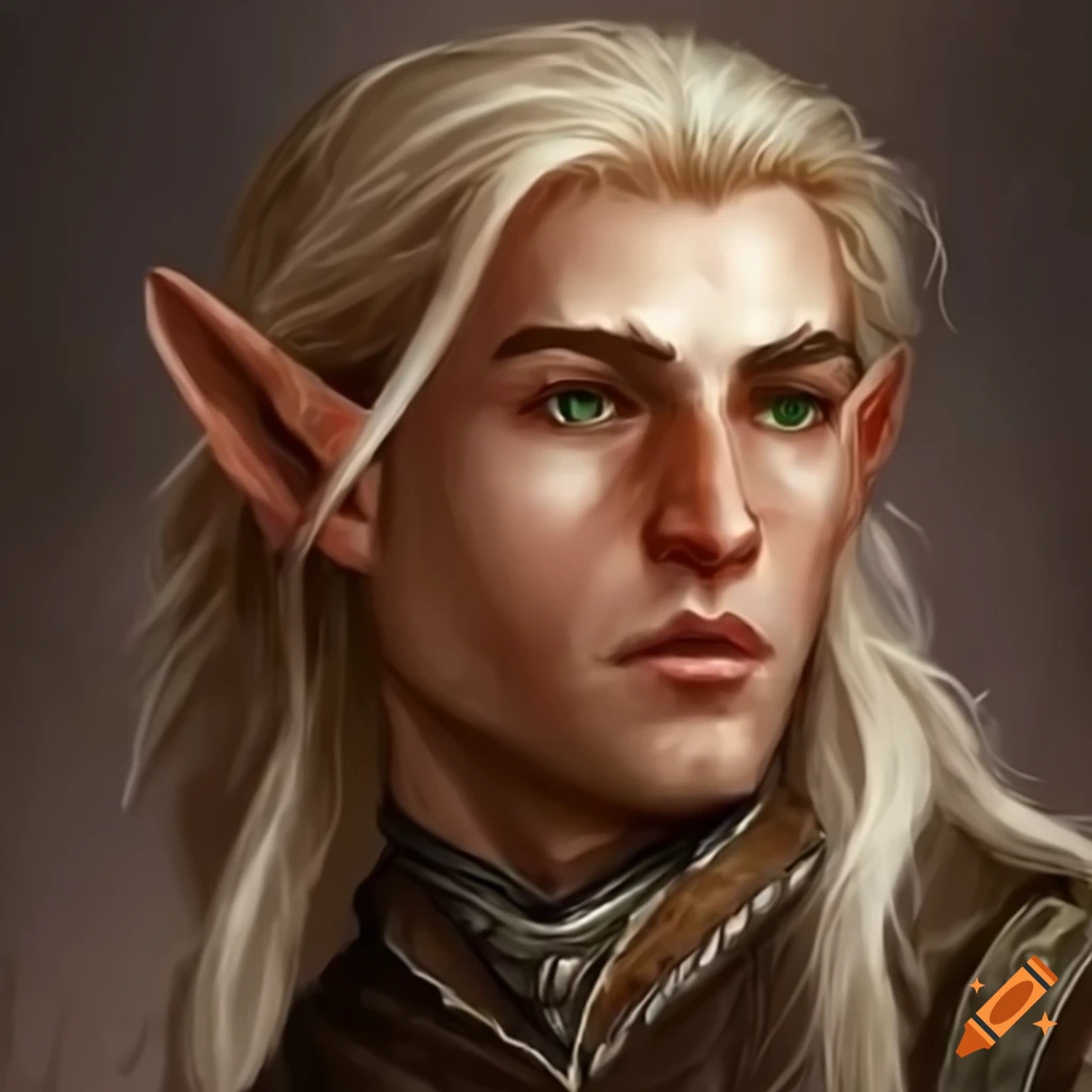 Fair haired half-elven male in a fantasy setting on Craiyon
