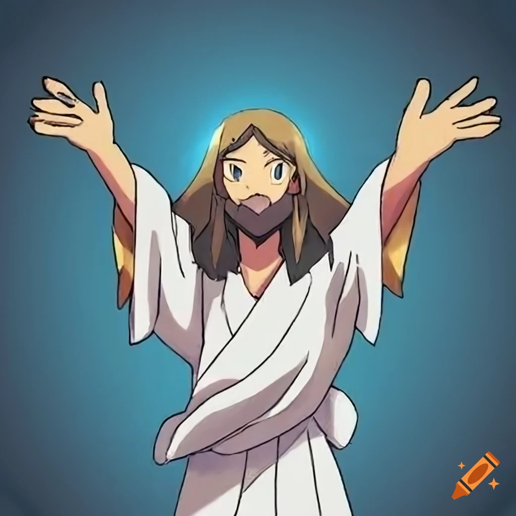 Artwork of jesus and pokémon by ken sugimori on a blank background on ...
