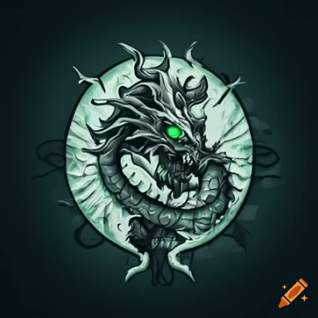 Simple logo with a chinese undead dragon on Craiyon