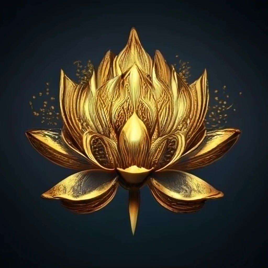 Gold, intricately detailed lotus flower on Craiyon